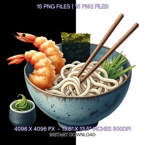 15 Watercolor Ramen Clipart Bundle | Digital Asian Food Illustration ...