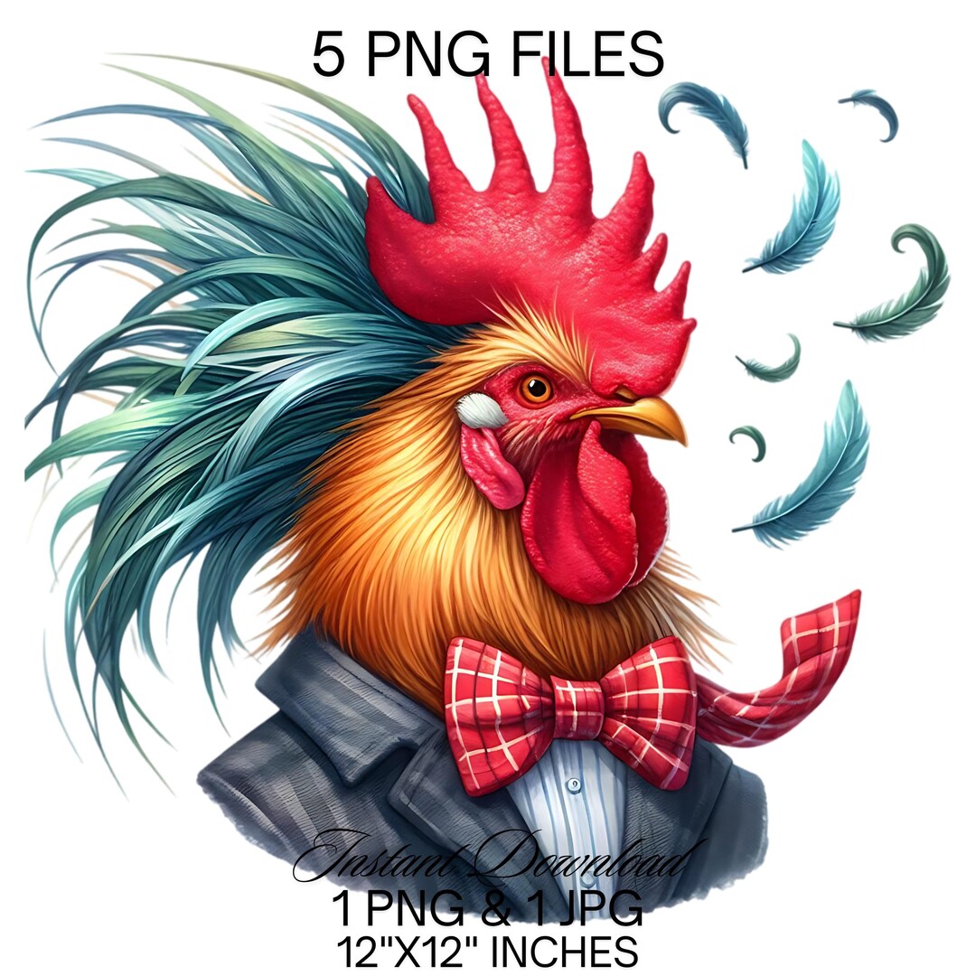 Crazy Rooster Man PNG | 5 Fashion Chicken Rooster Man PNG Sublimation ...