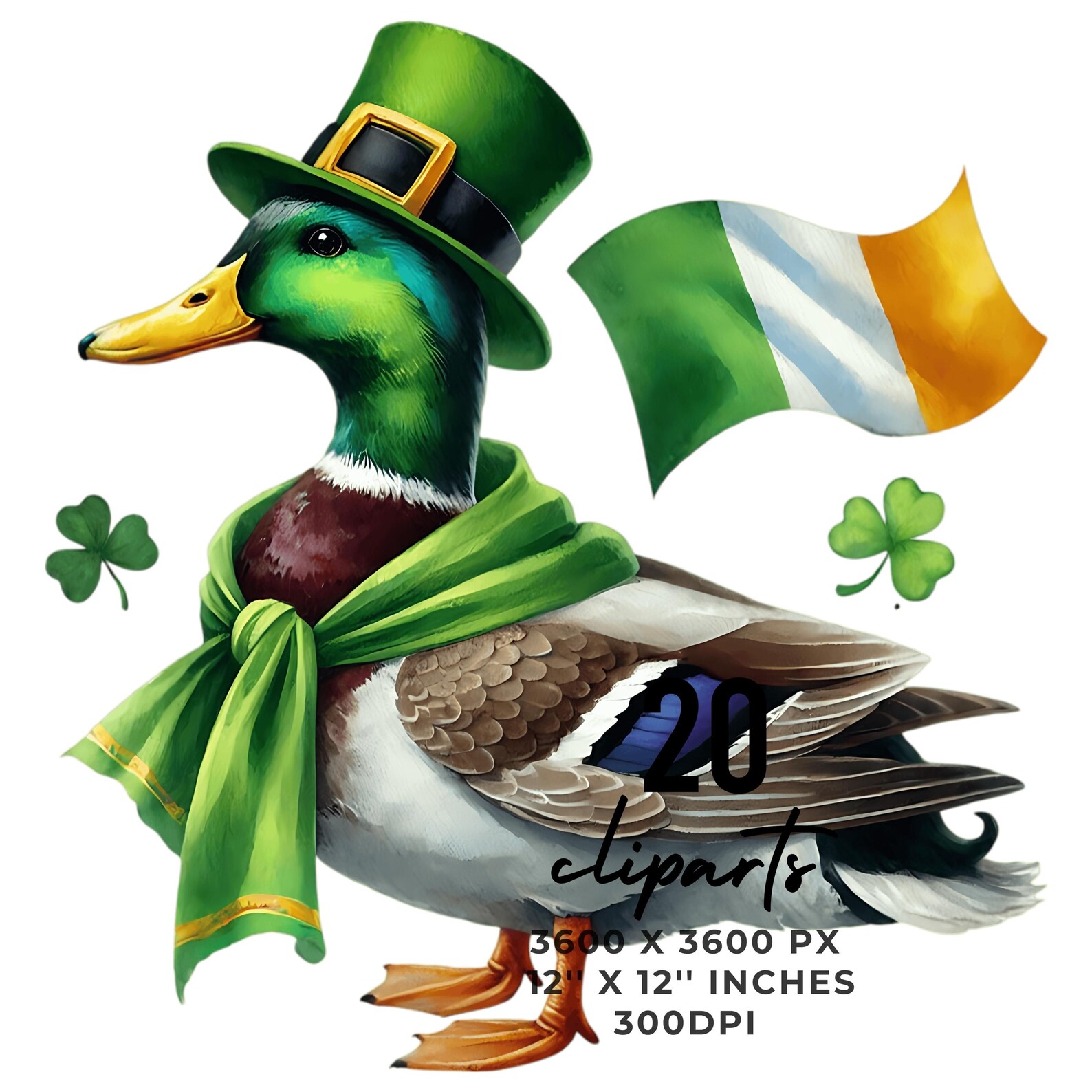 St. Patrick's Duck Clipart | Irish Party Pngs (commercial Use) - Etsy