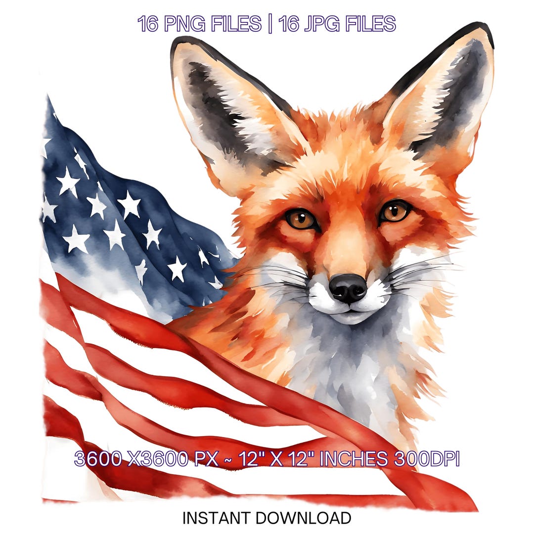 FOX Flag PNG | 16 Patriotic USA Red Fox Flag Clipart | Wildland Fox ...