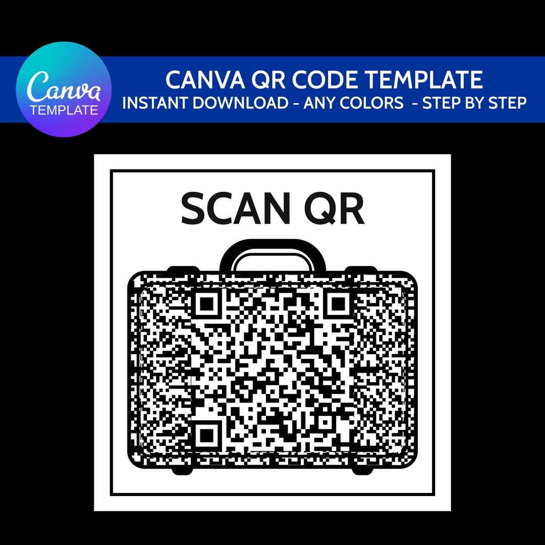 Travel Suitcase QR Code Canva Template: Custom Holiday Trip ID Tag (PDF ...