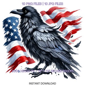 RAVEN Flag PNG | 10 Patriotic USA Crow Flag Clipart | Bird Raven ...