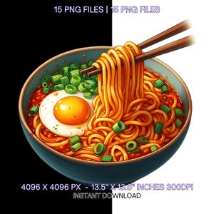 15 Watercolor Ramen Clipart Bundle | Digital Asian Food Illustration ...