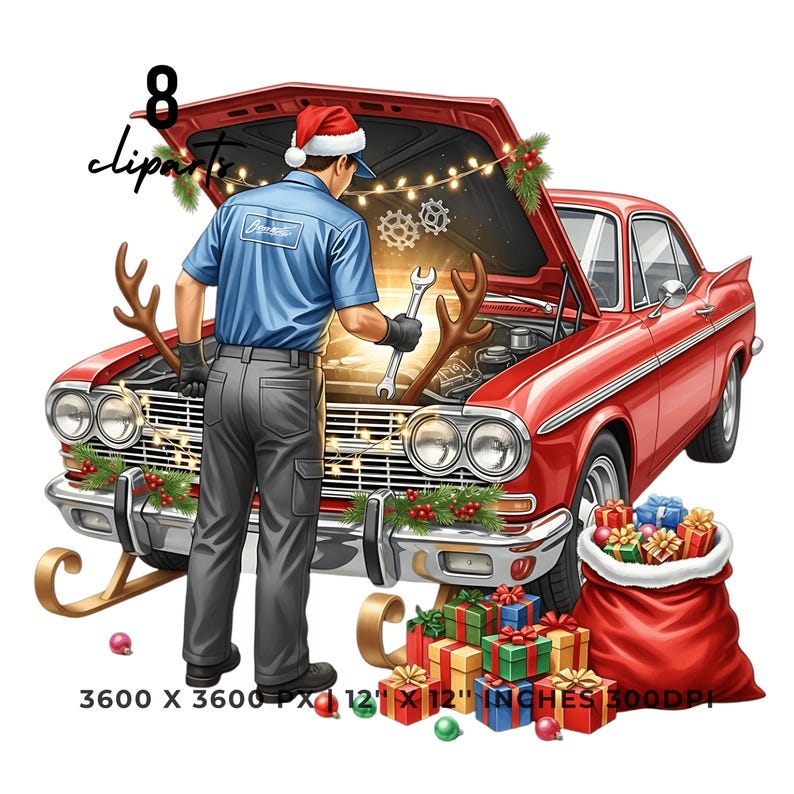 Christmas Mechanic Clipart Bundle – Festive Garage Art (PNG & JPG) - Etsy