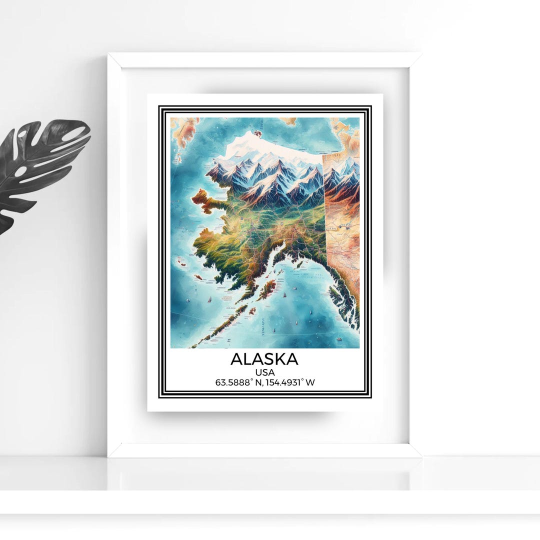 Alaska Map Print AK MAP State Map Art USA United States Map Art Poster ...