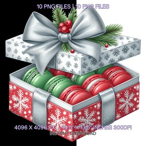 10 Christmas Macaron Clipart Macaroon Cookie Noel Holiday Themed ...
