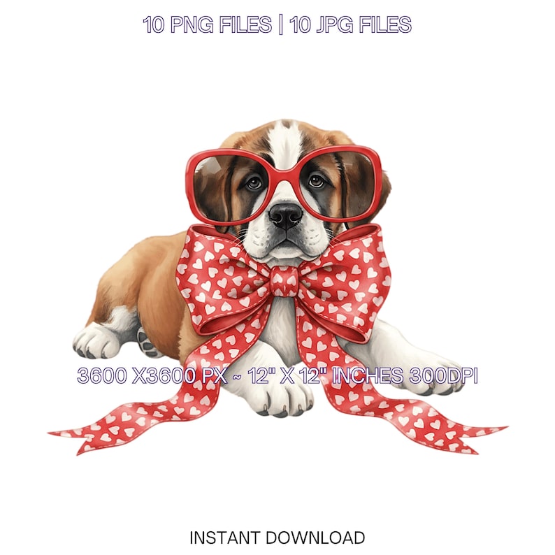 Valentine Saint Bernard PNG Clipart, Puppy Love Art (digital Download ...