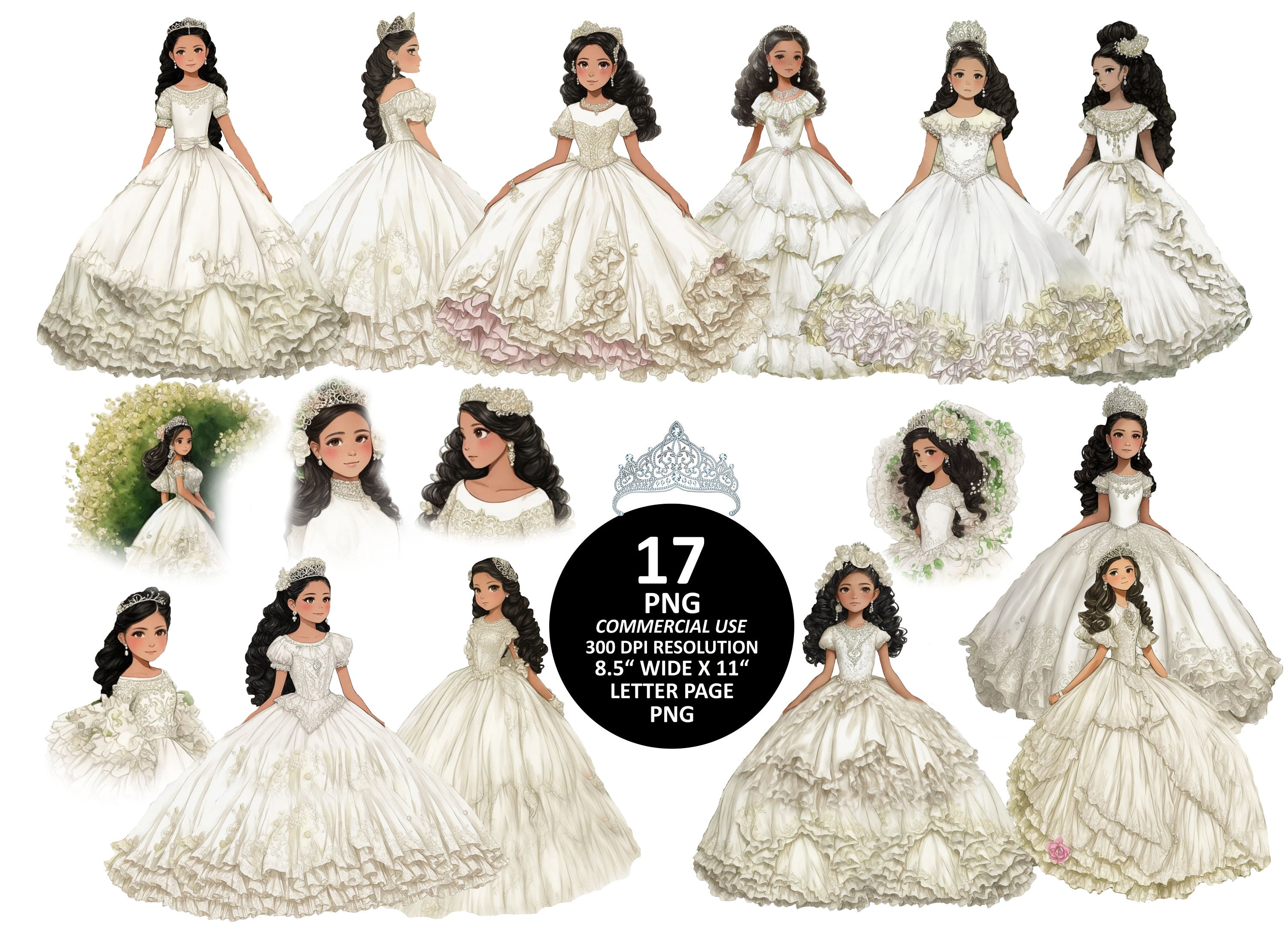 White Princess Dresses Quinceañera 1 Princess Tiara Hispanic - Etsy