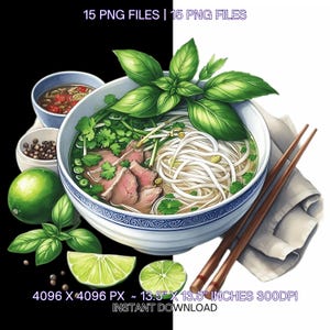 15 Watercolor Ramen Clipart Bundle Digital Asian Food Illustration PNG ...