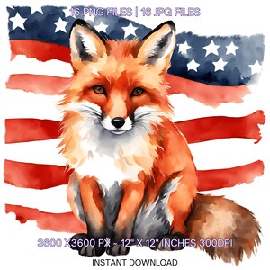 FOX Flag PNG | 16 Patriotic USA Red Fox Flag Clipart | Wildland Fox ...