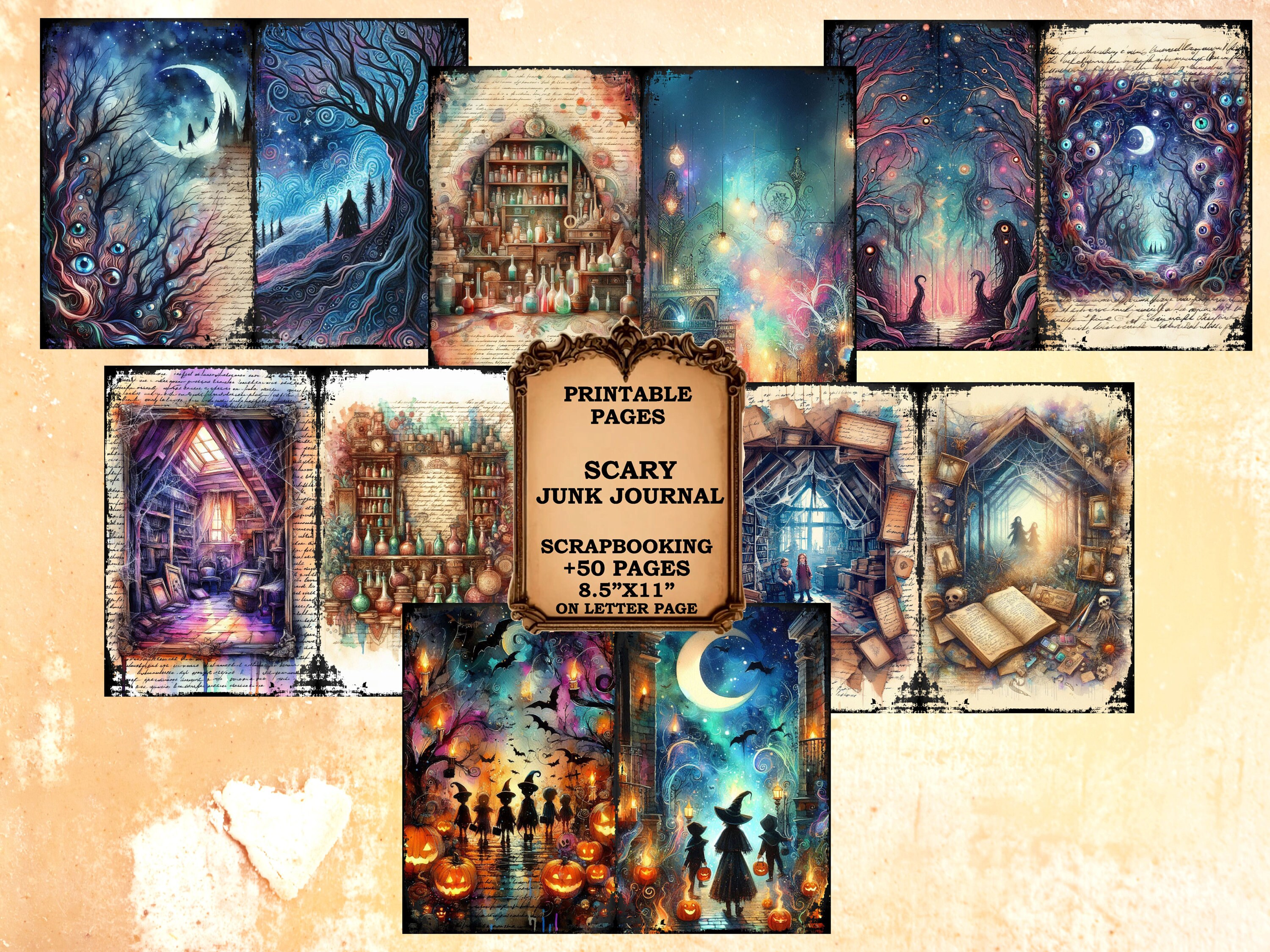 Printable Scary Scrapbook Pages Horror Junk Journal Kit Vampire ...