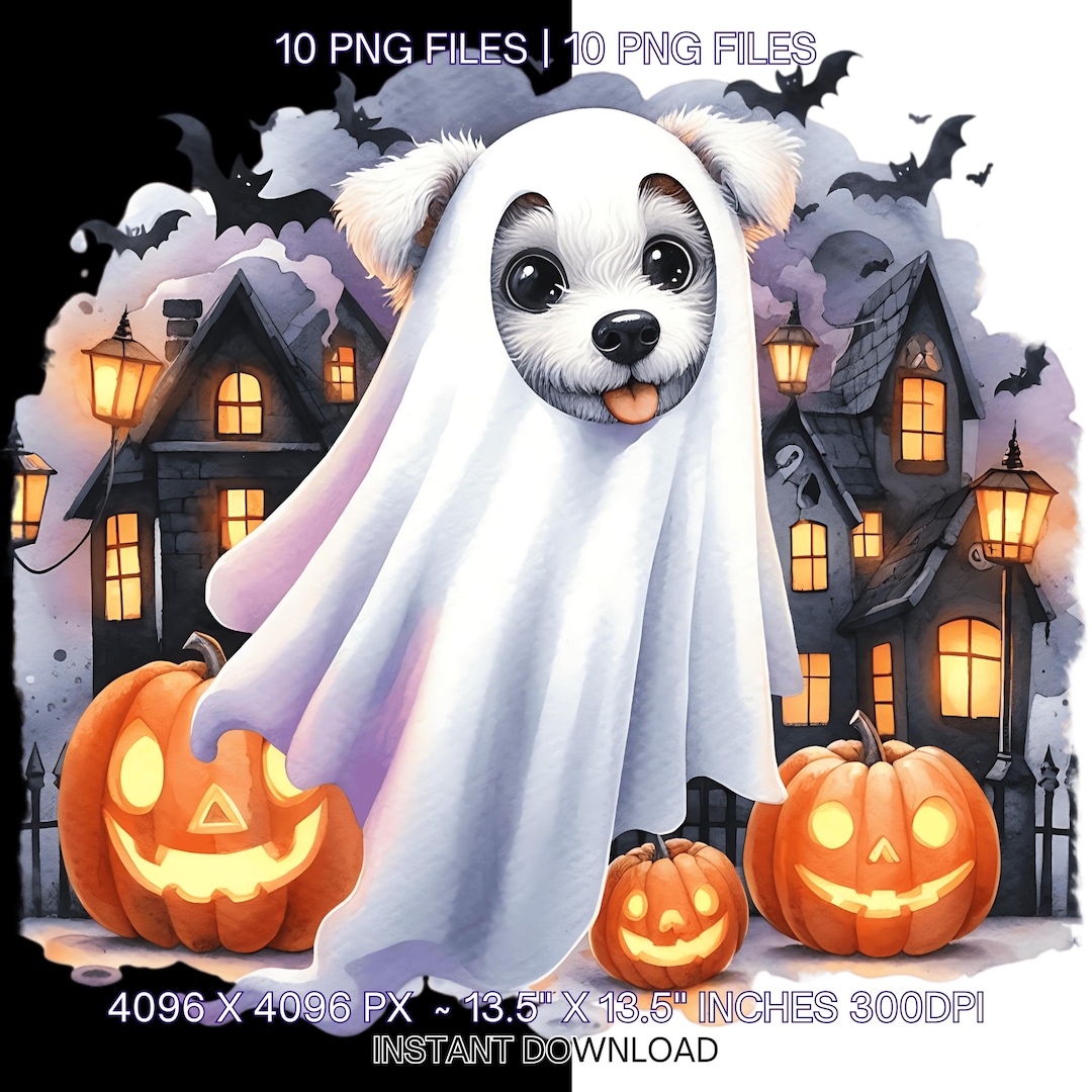10 Ghost Dog Clipart PNG | Cute Halloween Dogs Clipart | Spooky Dog ...