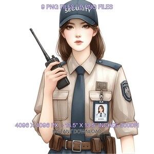 6 Security Guard PNG | Security Guard | Aesthetic Watercolor Female ...