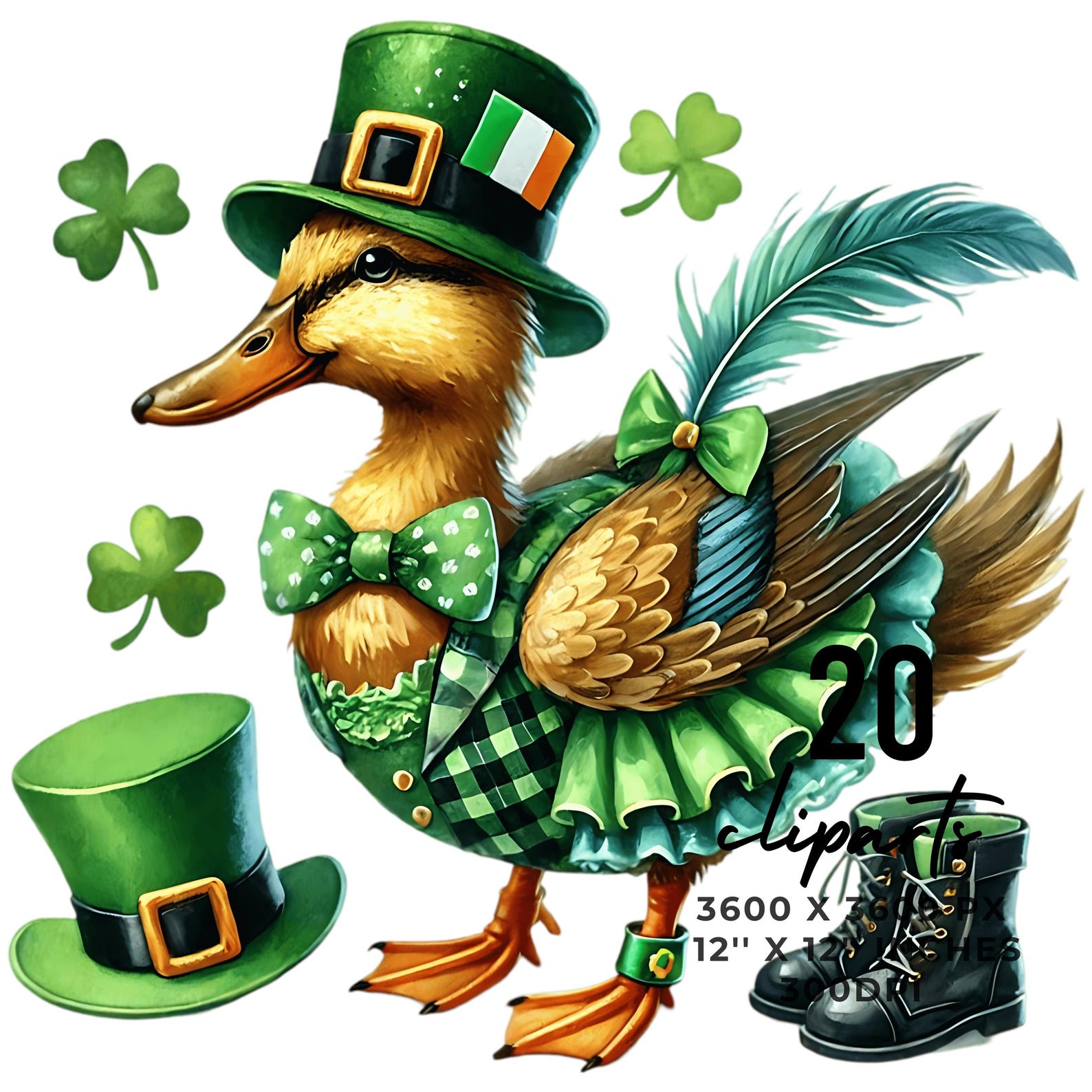 St. Patrick's Duck Clipart | Irish Party Pngs (commercial Use) - Etsy