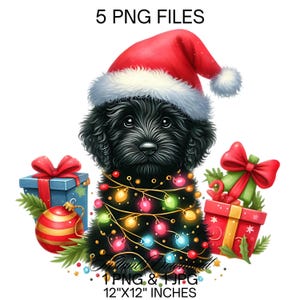 Christmas Golden Doodle Puppy PNG Clipart | 4 Christmas Lights Santa ...