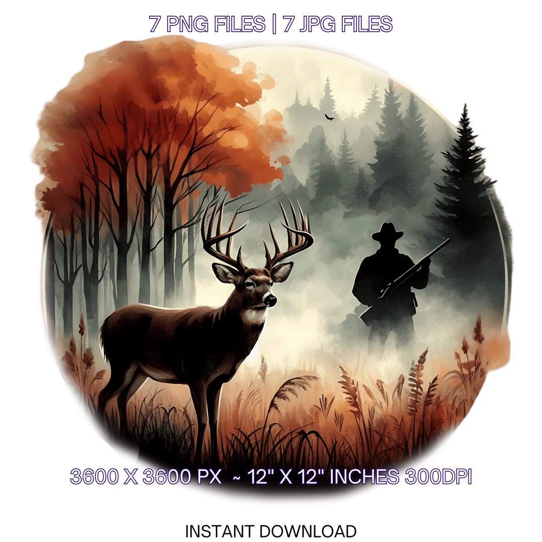 7 Hunting Deer PNG Clip Art | Deer Hunting Clipart Sublimation PNG ...