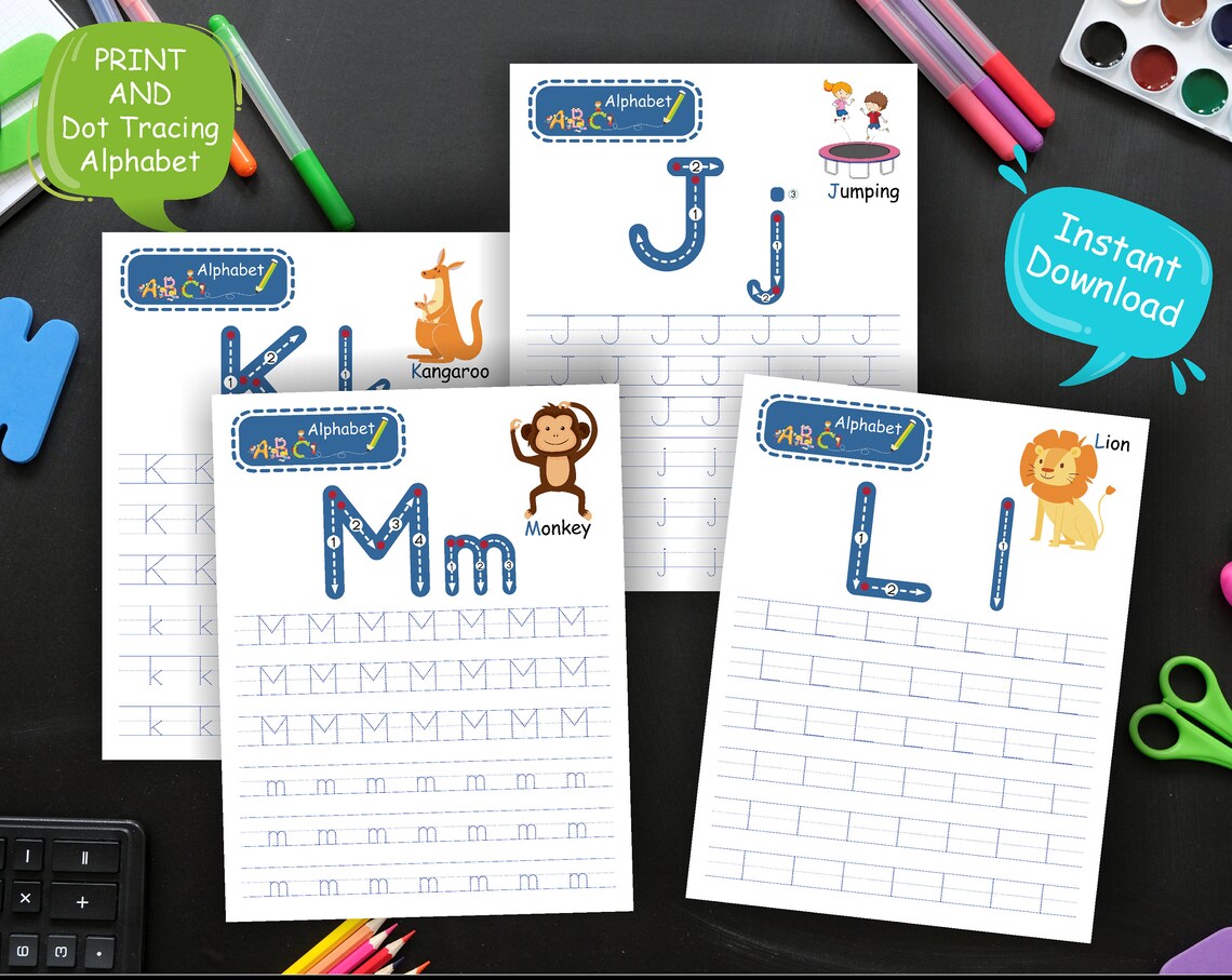 Tracing Letters A-Z 26 Upper & Lowercase Alphabet Letter - Etsy