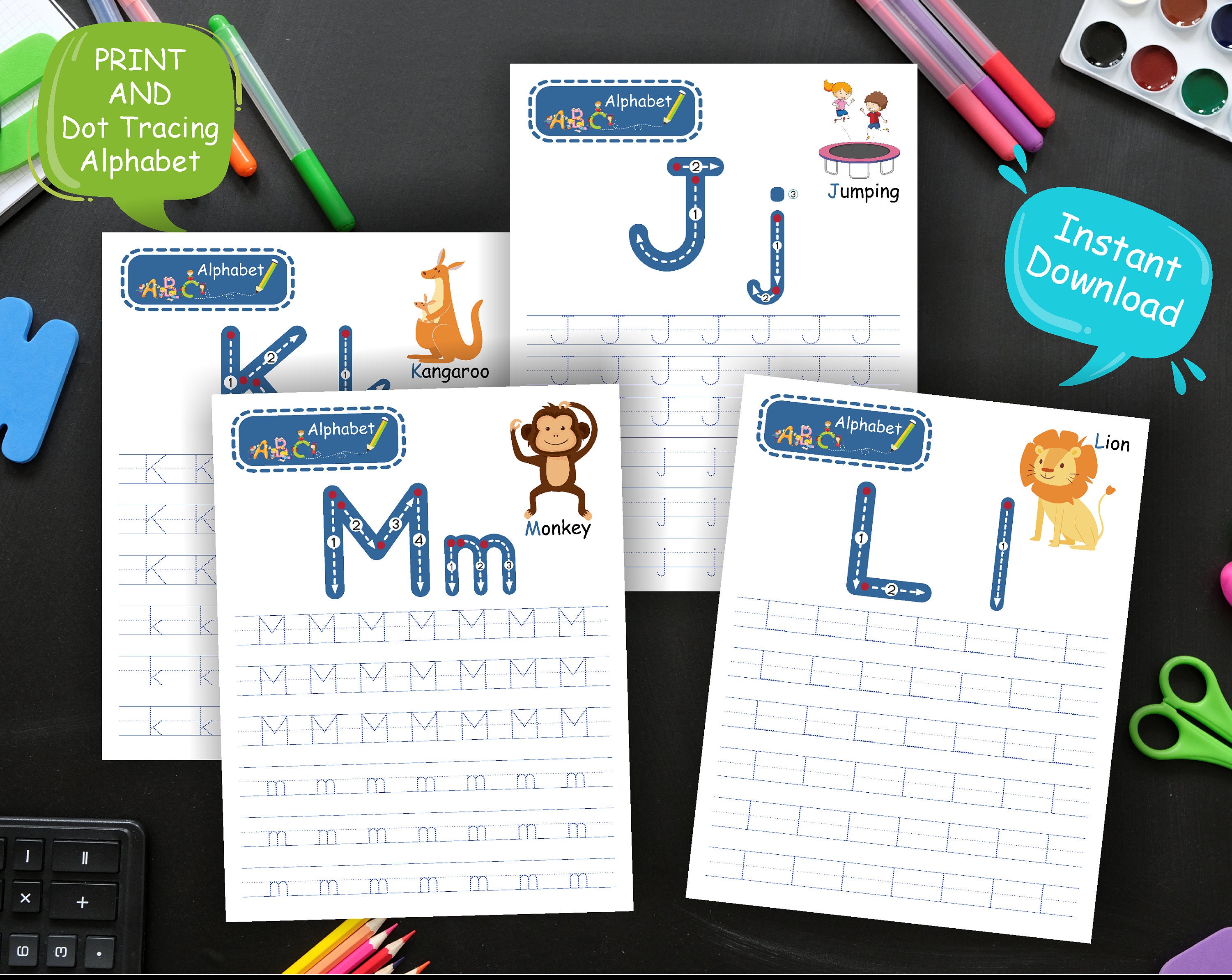 Tracing Letters A-Z 26 Upper & Lowercase Alphabet Letter - Etsy