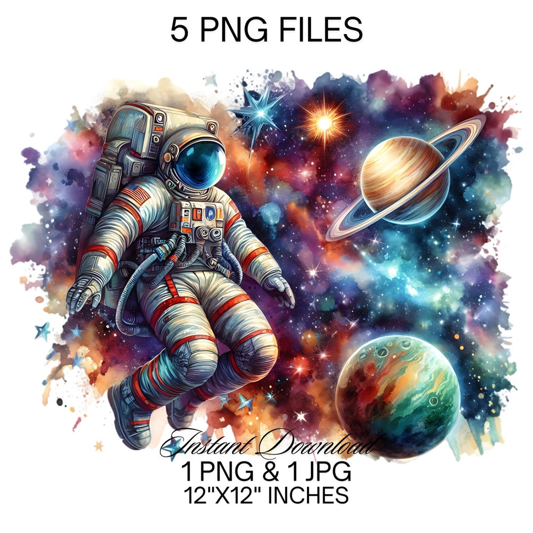 Astronaut in Space Clipart PNG | 5 Outer Space Planets Astronaut PNG ...