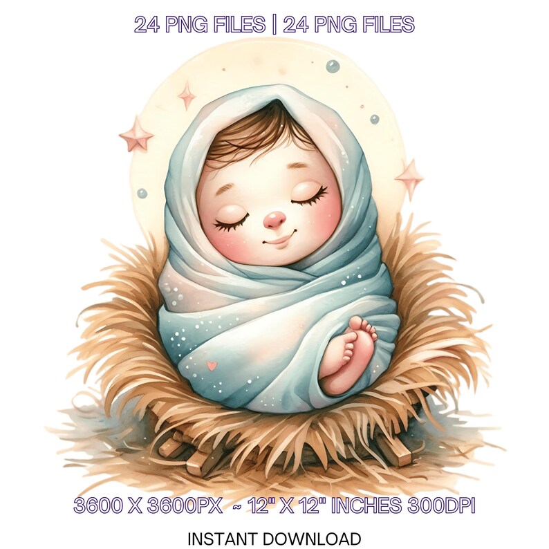 Watercolor Nativity Clipart | Christmas Jesus Scene (PNG & JPG Files ...