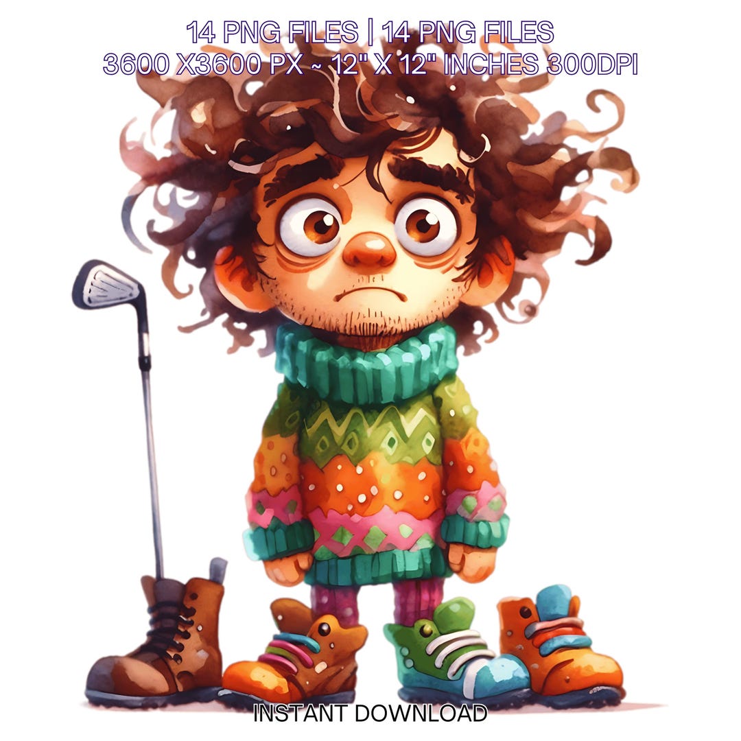 14 Frazzled Golf Man Clipart | Quirky Grumpy Man PNG | Golf Whimsical ...