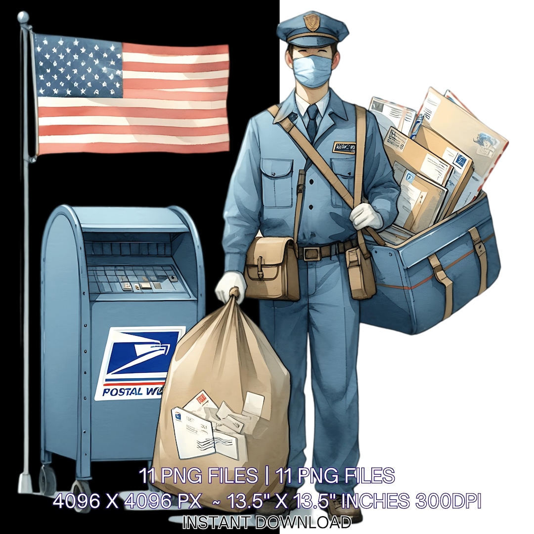Watercolor Postal Worker Clipart: Mailman PNG Art (digital Download) - Etsy