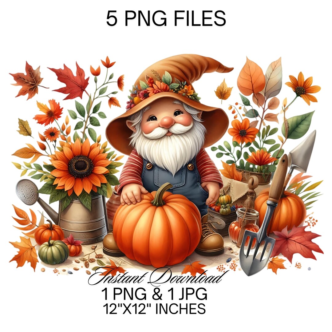 Autumn Cute Gnome PNG Clipart | Sunflowers Fall Garden Gnome With ...