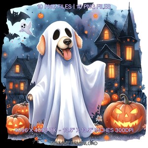 10 Ghost Dog Clipart PNG | Cute Halloween Dogs Clipart | Spooky Dog ...