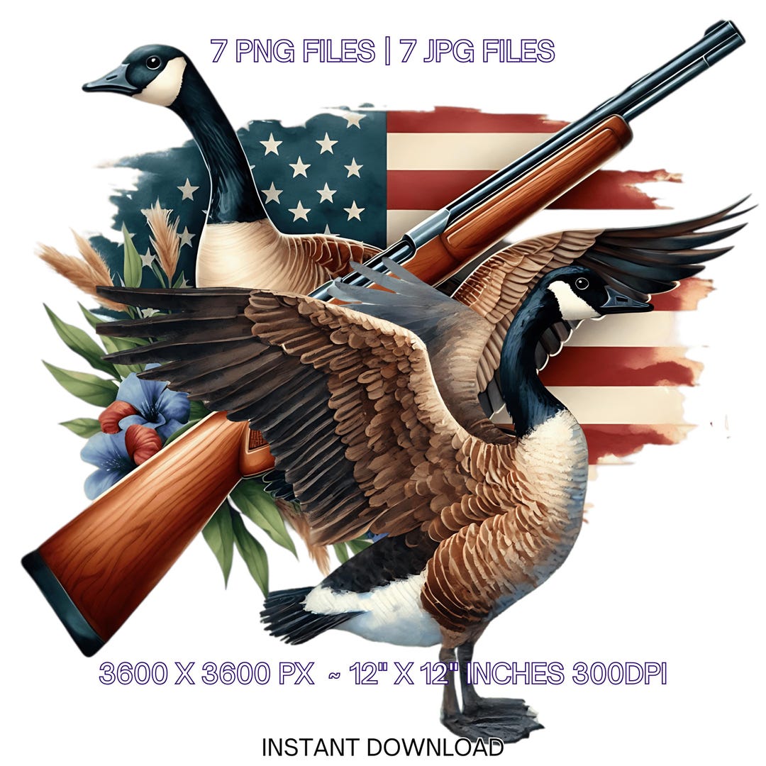 Watercolor Goose Flag PNG | 7 Patriotic USA Flag Goose Hunting Clipart ...