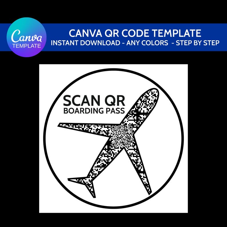 Boarding Pass QR Code Canva Template: Flight Tracker (digital Download ...