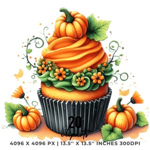 20 Autumn Cupcakes Clipart Bundle | Fall Cupcake Sublimation | Autumn ...