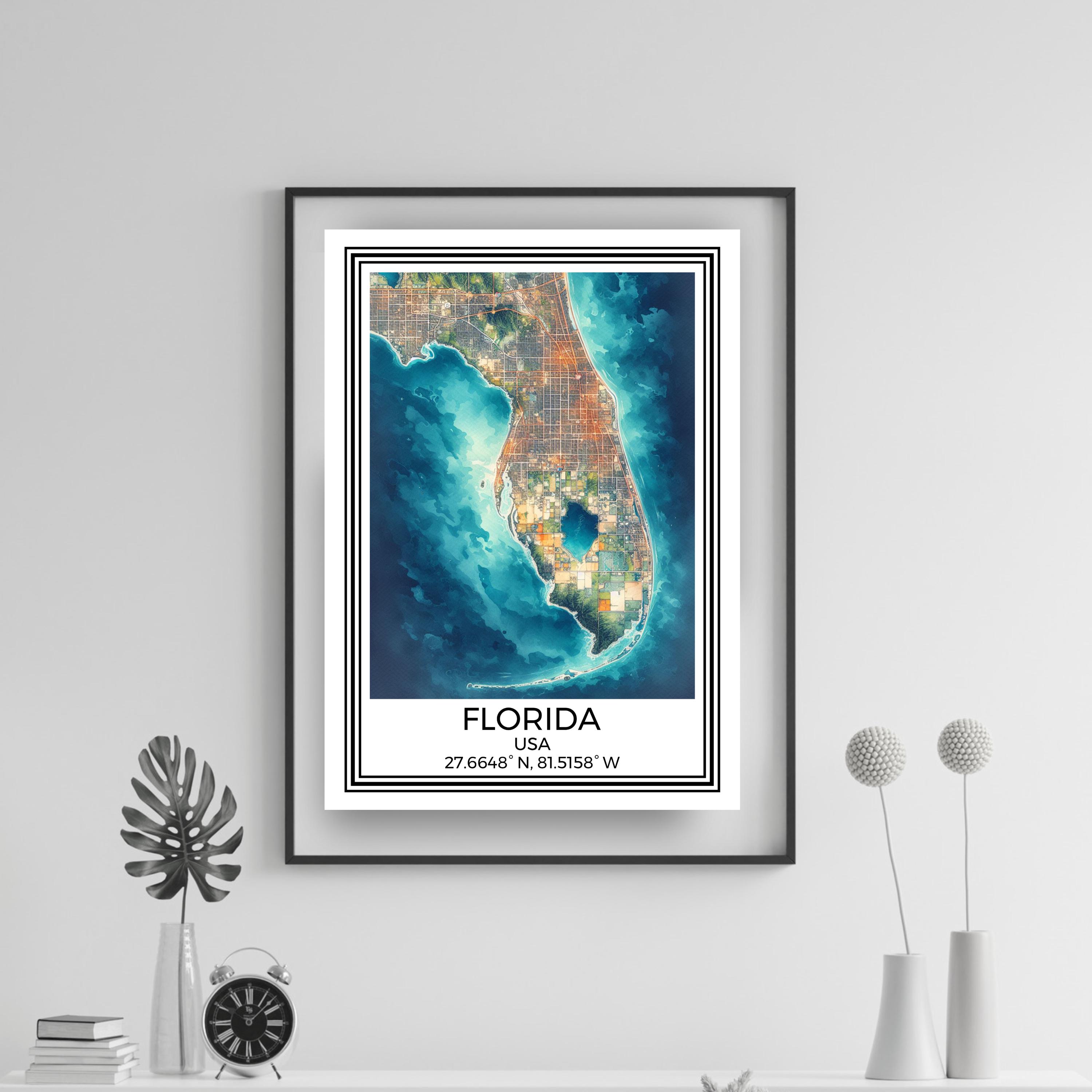 Florida Map Print FL MAP State Map Art USA United States Map Art Poster ...
