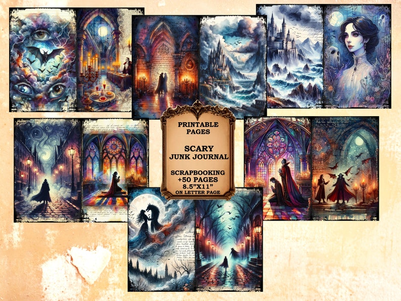 Printable Scary Scrapbook Pages Horror Junk Journal Kit Vampire ...