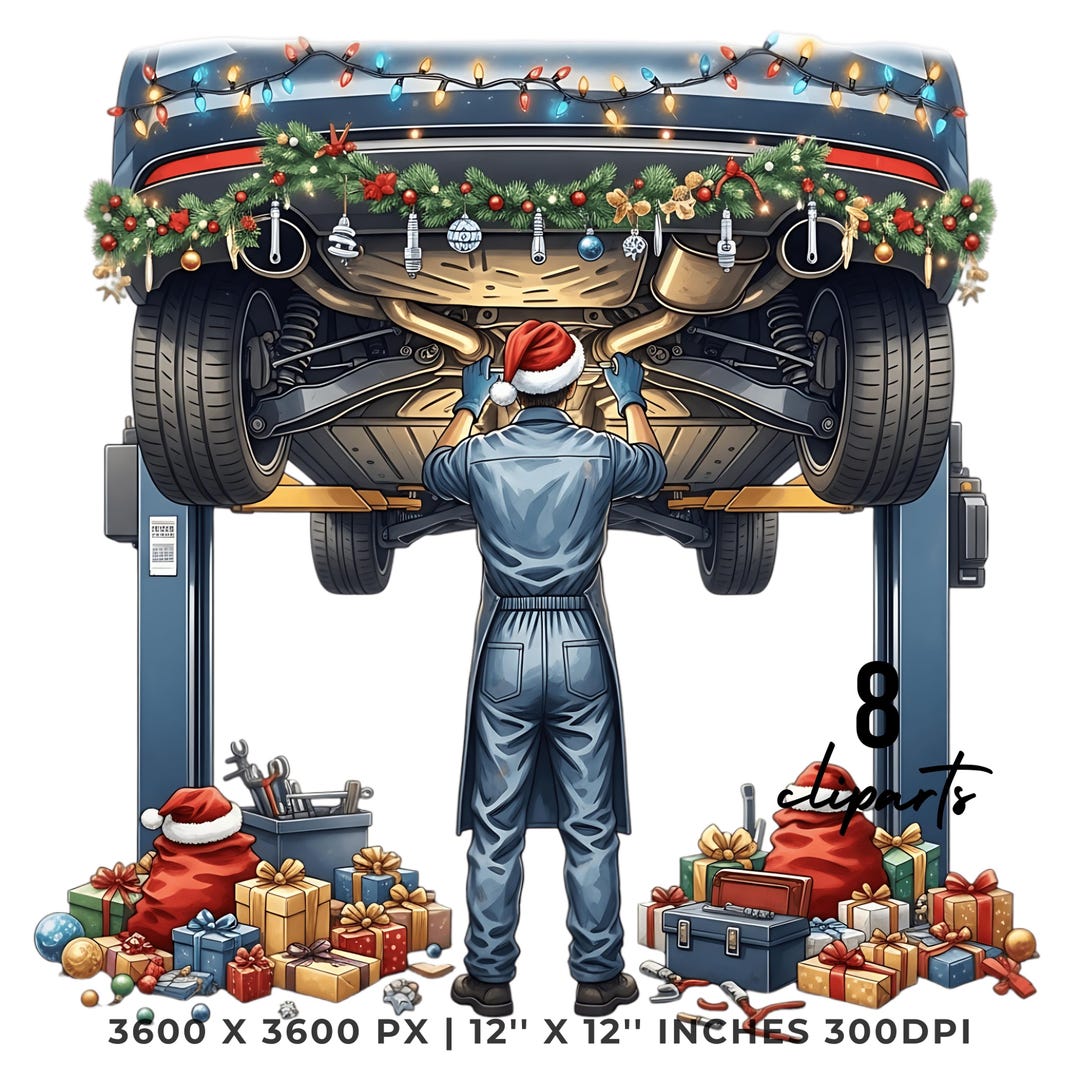 Christmas Mechanic Clipart Bundle – Festive Garage Art (PNG & JPG) - Etsy