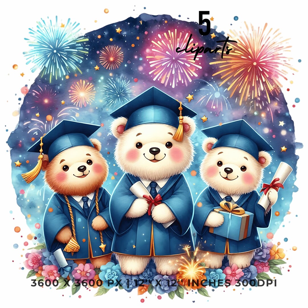 Bear Wearing Cap Holding a Diploma PNG | Graduation Bear Clipart Grad ...
