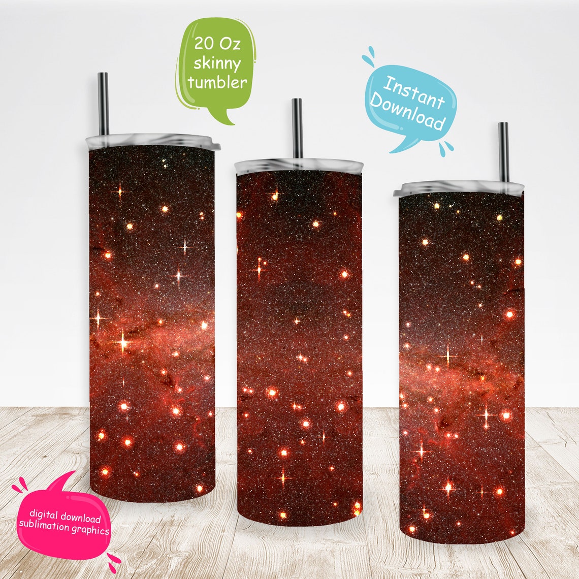 20 Oz Skinny Tumbler Marron Stars Galaxy Sublimation PNG - Etsy
