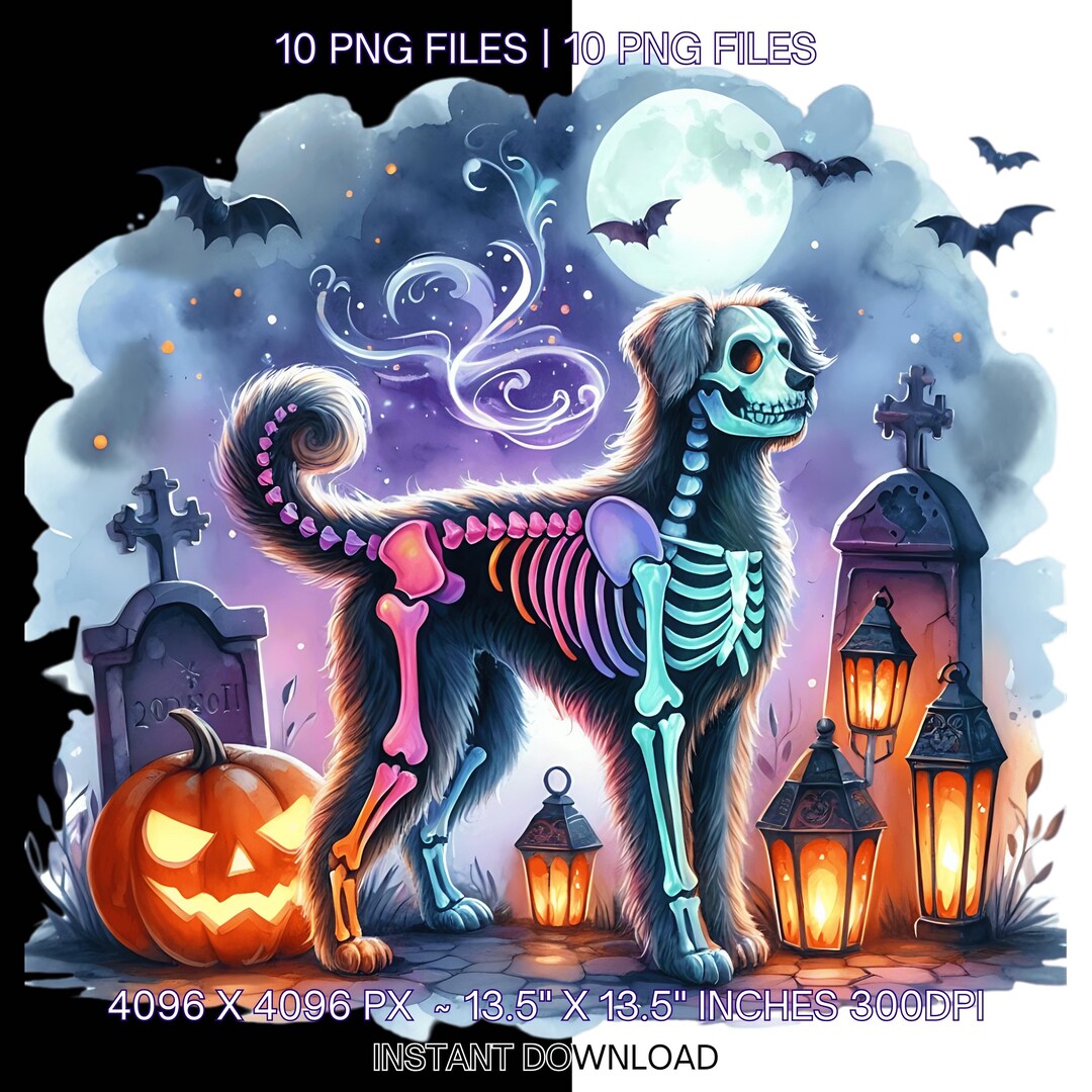 10 Skeleton Dog PNG | Cute Halloween Dogs Clipart | Dogs in Costumes ...