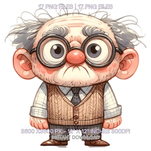 17 Grumpy Old Man PNG | Frazzled Quirky Old Man Clipart | Angry Old Man ...