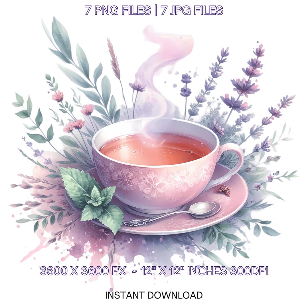 Tea Cup PNG Clipart | Watercolor Tea Cup Steaming With Peaceful Herbs ...