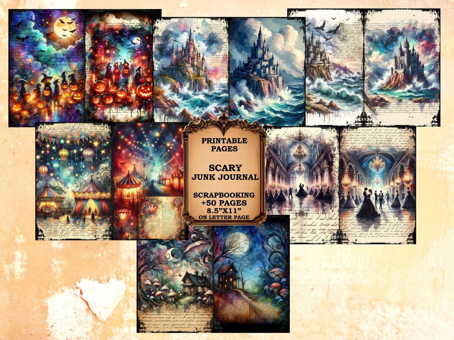Printable Scary Scrapbook Pages Horror Junk Journal Kit Vampire ...