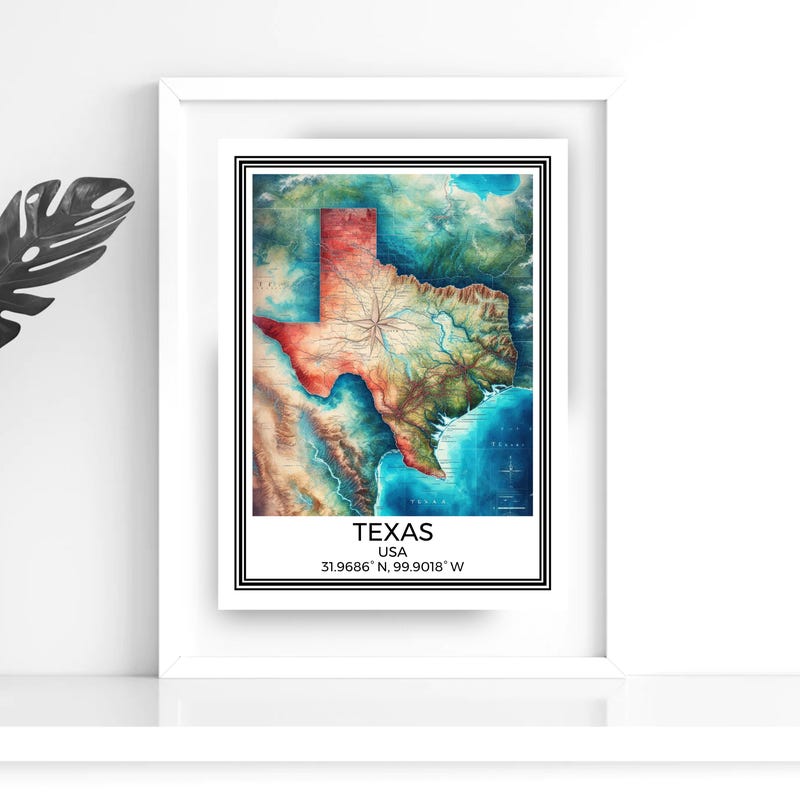 Texas Map Print - Etsy