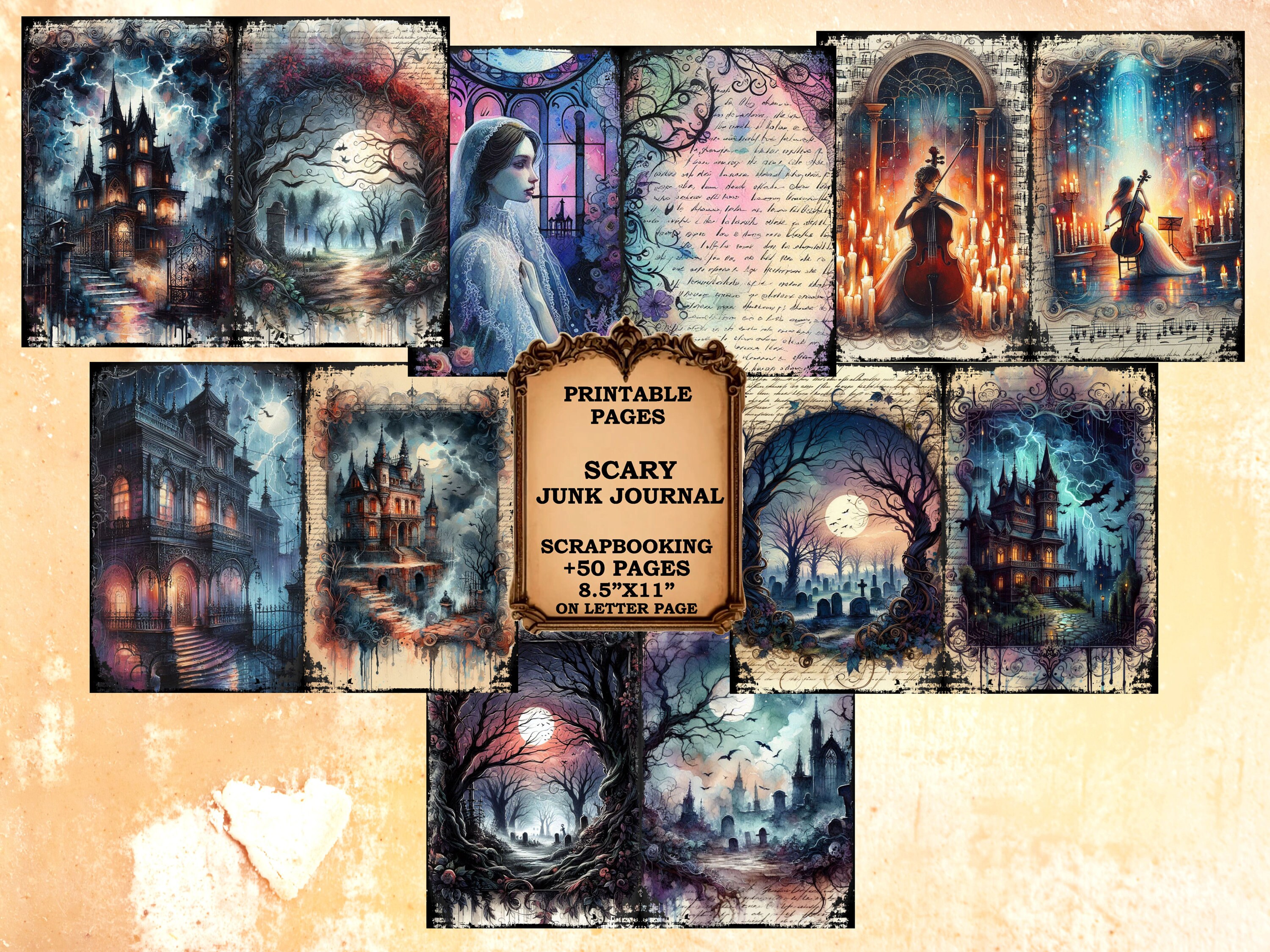 Printable Scary Scrapbook Pages Horror Junk Journal Kit Vampire ...