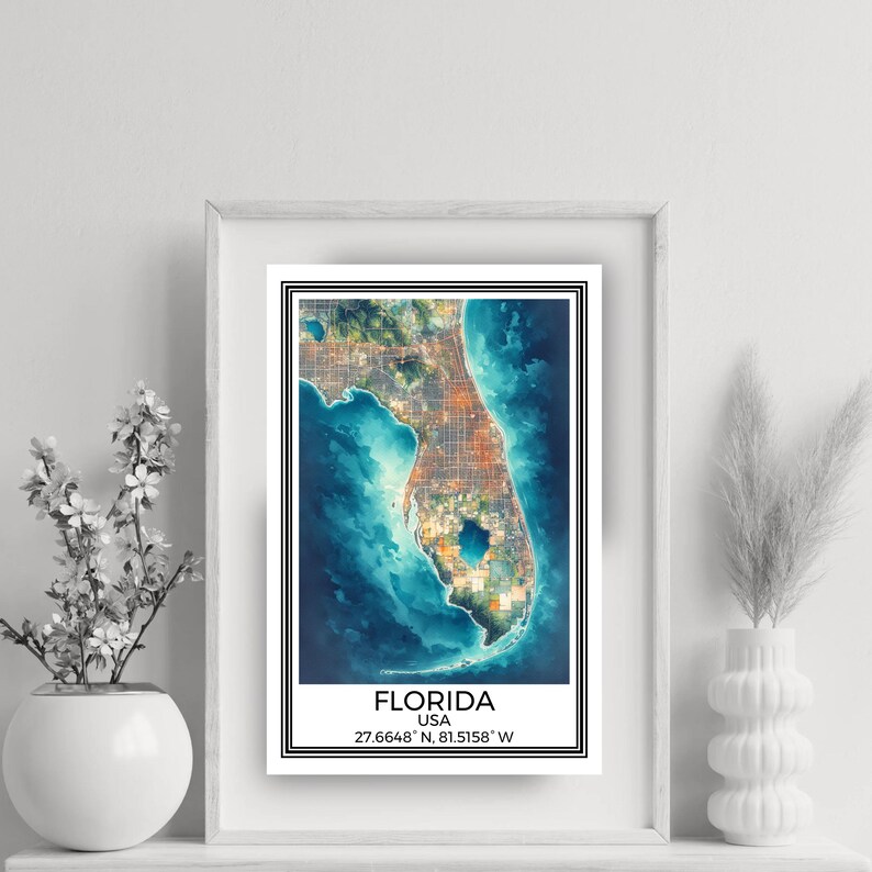 Florida Map Print FL MAP State Map Art USA United States Map Art Poster ...