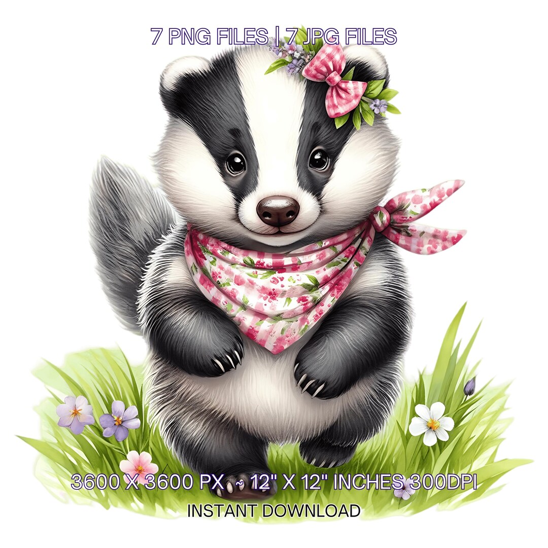 7 Spring Little Badger PNG Clipart, Watercolor Badger, Wild Life Animal ...
