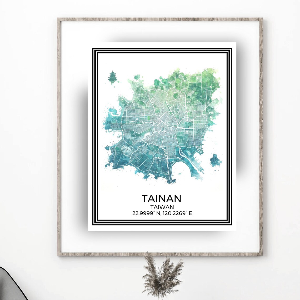 Tainan City Map Cities in Taiwan Travel Print Wall Art Maps Tainan ...