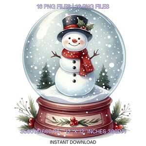 16 Snow Globe With Snowman Inside Clipart PNG, Watercolor Papercraft ...