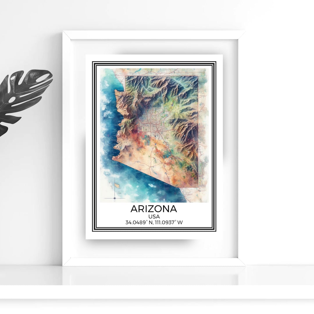 Arizona Map Print AZ MAP State Map Art USA United States Map Art Poster ...