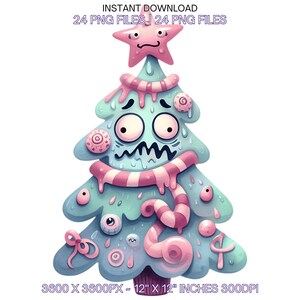 24 Whimsical Christmas Tree Clip Art PNG for Quirky Watercolor ...