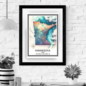 Minnesota Map Print MN MAP State Map Art USA United States Map Art ...