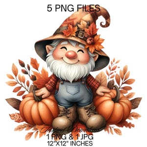 Autumn Cute Gnome PNG Clipart | Watercolor Fall Garden Gnome Clipart ...